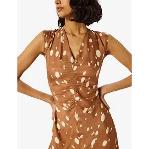 Whistles Deer Spot Sleeveless Woven Midi Dress