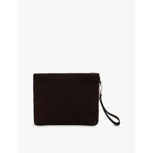 Whistles Avah Zipped Suede Clutch - Brown