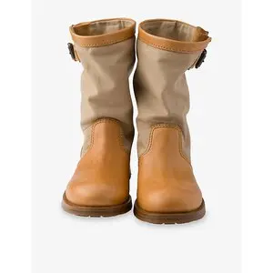 Prada Leather And Canvas Biker Boots - Neutral
