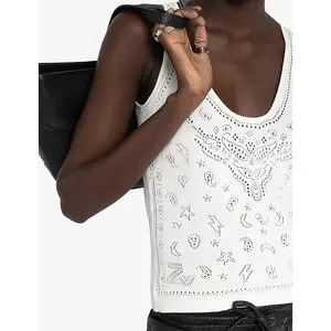Zadig&Voltaire Jossy Pointelle Cotton Tank Top - Eggshell