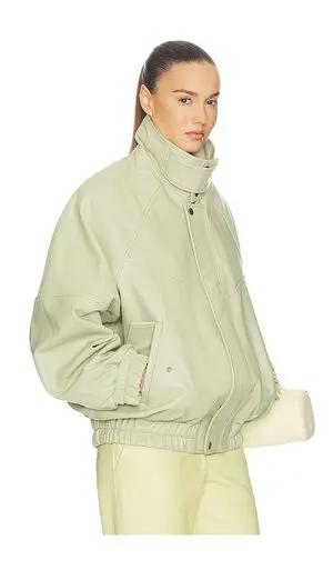 HELSA Oversized Leather Bomber Jacket - Mint