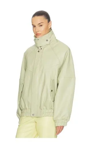 HELSA Oversized Leather Bomber Jacket - Mint