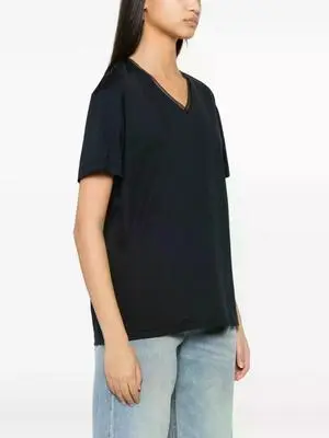 Fabiana Filippi V-neck T-shirt With Mesh Trim