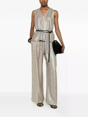 DIEGA Metallic Wide-leg Palazzo Trousers