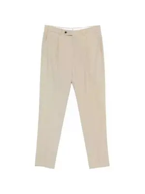 PT TORINO Pleated Cotton Trousers - Neutrals