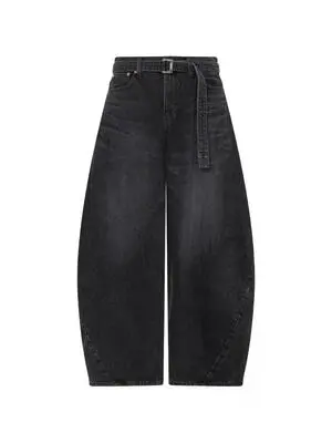 Sacai Belted Wide Leg Jeans - Black