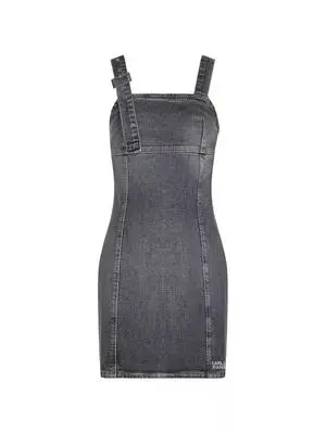 Karl Lagerfeld Buckle-strap Denim Mini Dress - Blue