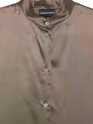 Emporio Armani Satin Band Collar Short Sleeve Shirt