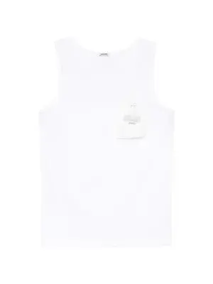 Moschino Sleeveless Scoop Neck Vest With Patch Pocket - White