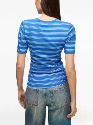 GANNI Striped Rib-knit T-shirt