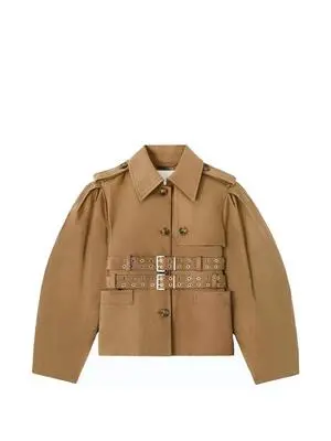 GANNI Belted Puff-sleeve Jacket - Brown