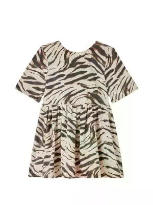 GANNI Zebra-print Denim Dress - Neutrals