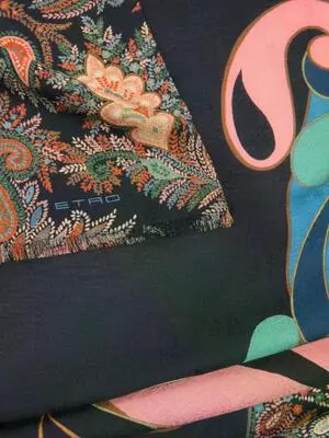 Etro Jacquard-paisley Motif Scarf - Blue