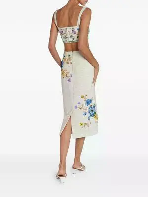 MARY KATRANTZOU Vargas Embroidered Pencil Midi Skirt