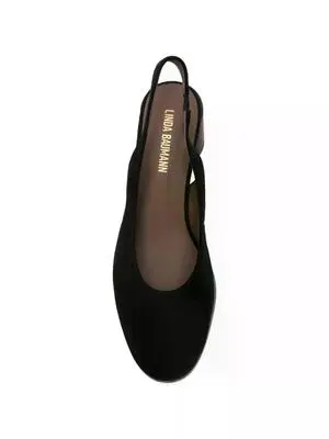 LINDA BAUMANN Suede Slingback Mules With Block Heel