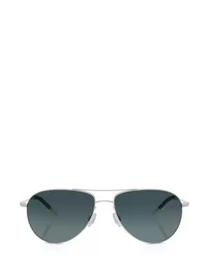 Oliver Spencer Tone Pilot Frame Aviator Sunglasses - Silver
