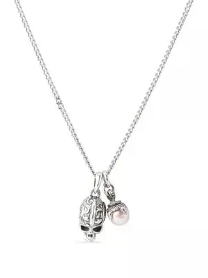 Emanuele Bicocchi Sterling Pearl Skull Necklace - Silver