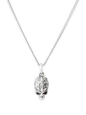 Emanuele Bicocchi Engraved Skull Pendant Chain Necklace - Silver