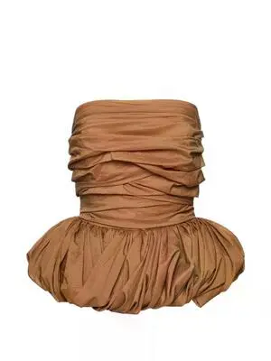Magda Butrym Ruched Peplum Top - Brown