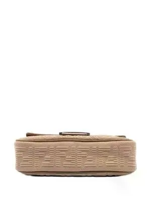 Fendi Zucca Embossed Technical Fabric Chain Baguette - Neutrals
