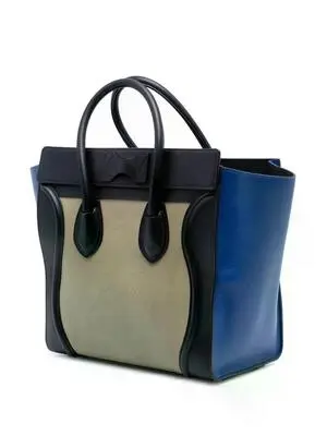 Celine 2014 Mini Tricolor Leather Luggage Tote Handbag - Multicolour