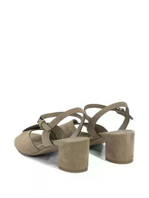 DEL CARLO Julia Crossover Strap Block Heel Sandals
