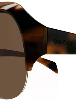 Gucci Tortoiseshell-effect Pilot Sunglasses