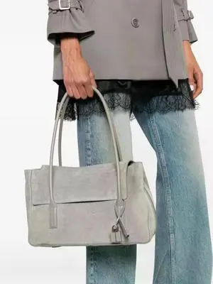 TOM FORD TOM FORD Eclipse Padlock Suede Tote Bag Grey