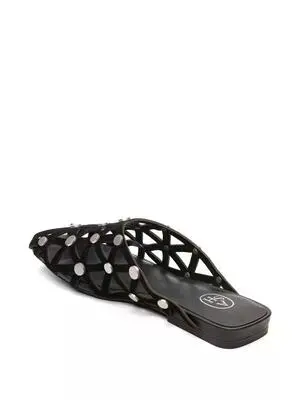 Ash Bone Stud-embellished Cut-out Sandals - Black