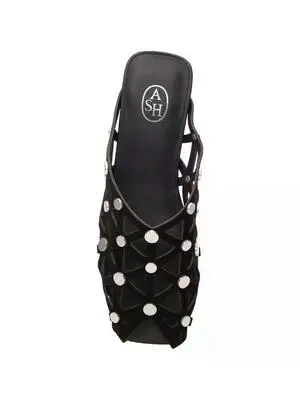 Ash Bone Stud-embellished Cut-out Sandals - Black