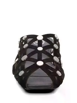 Ash Bone Stud-embellished Cut-out Sandals - Black