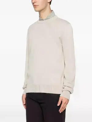 Emporio Armani Logo-embroidered Crew-neck Sweater - Neutrals
