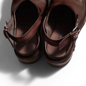 Miu Miu Embossed Leather Mules - Coffee