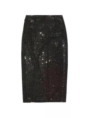Roland Mouret Crystal Embellished Ruched Midi Skirt - Black