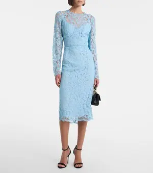 Dolce & Gabbana Cotton-blend Lace Midi Dress - Blue