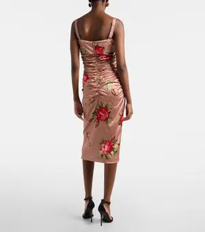 Dolce & Gabbana Floral Ruched Midi Dress