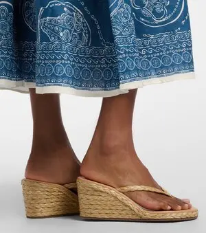 ANCIENT GREEK SANDALS Raffia Wedge Thong Sandals