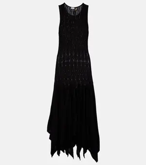 Loewe Pointelle Cotton Maxi Dress - Black