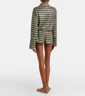 Oseree Lumiere Striped Metallic Shorts - Multicoloured