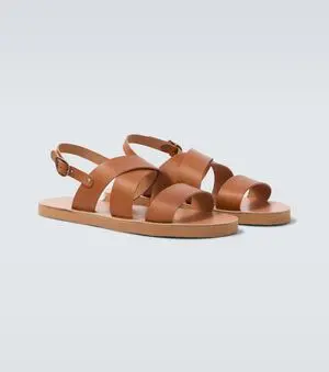 ANCIENT GREEK SANDALS Miltos Leather Slingback Sandals - Brown