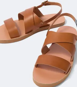 ANCIENT GREEK SANDALS Miltos Leather Slingback Sandals - Brown