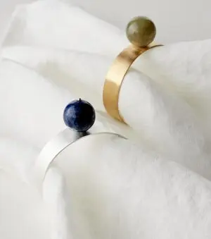 NATALIA CRIADO Set Of 4 -plated Napkin Rings With Natural Stone
