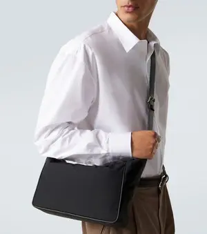 THE ROW Lloyd Leather-trimmed Shoulder Bag