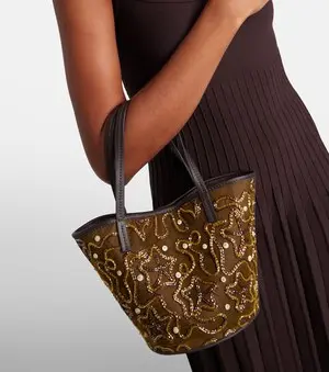 Staud Caro Embellished Canvas Tote Bag