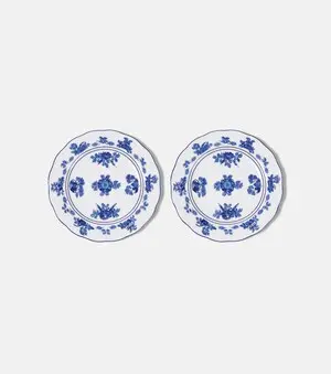 CABANA Gloria Set Of 2 Porcelain Dessert Plates - Blue