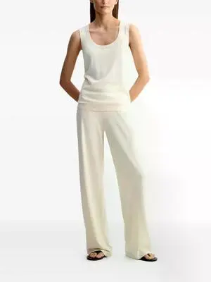12 STOREEZ Sleeveless Scoop Neck Top With Ribbed Hem - Neutrals