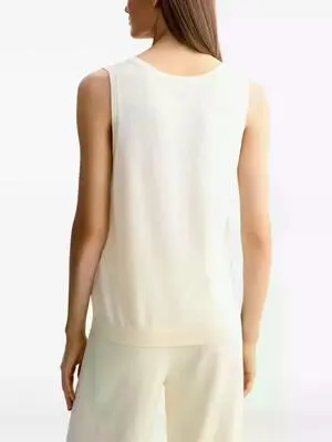12 STOREEZ Sleeveless Scoop Neck Top With Ribbed Hem - Neutrals
