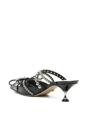 Mach & Mach Studded Bow Detail Kitten Heel Pumps