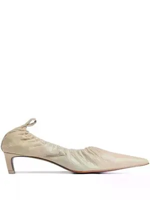 12 STOREEZ 40mm Crinkled Leather Pumps - Neutrals