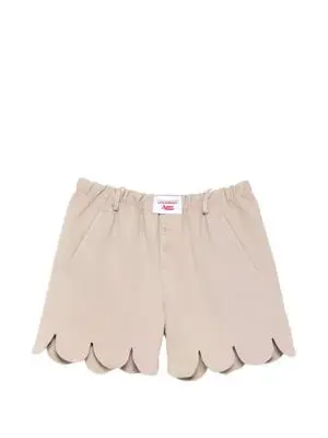 CHARLES JEFFREY Logo-patched Scalloped Hem Shorts - Neutrals